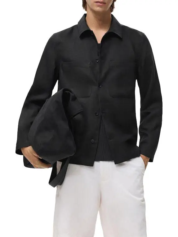 Mango Button-front Chore Jacket - Black