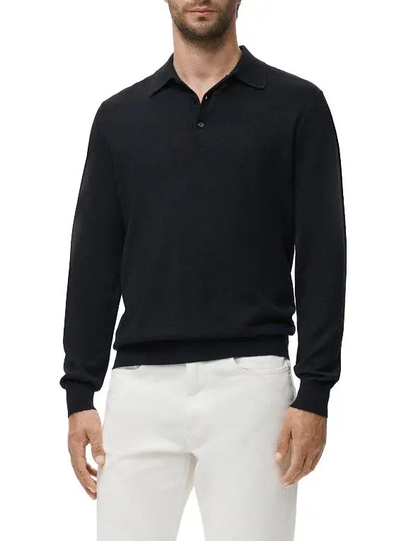 Mango Wool Sweater Polo - Black