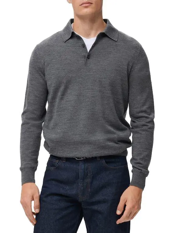 Mango Wool Sweater Polo - Medium Heather Grey