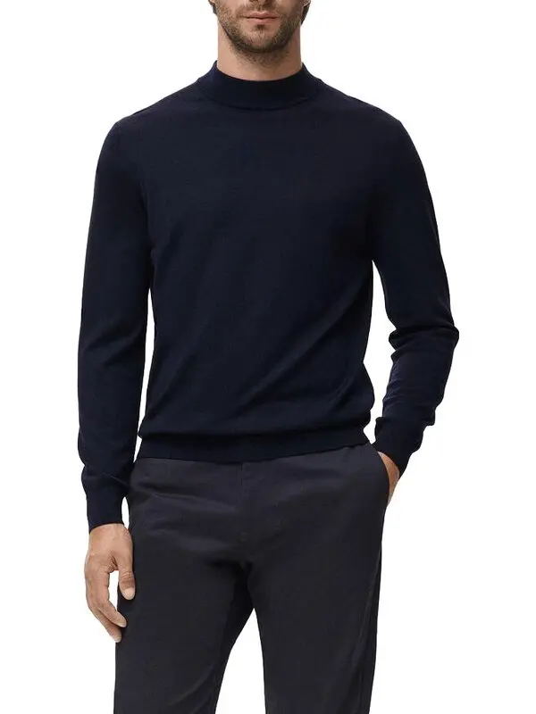 Mango Turtleneck Wool Sweater - Navy