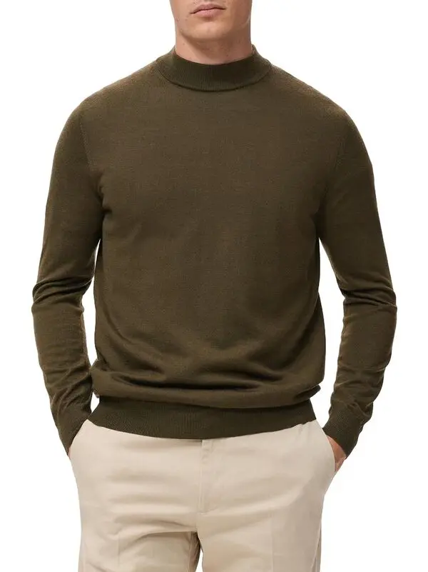 Mango Turtleneck Wool Sweater - Olive Green