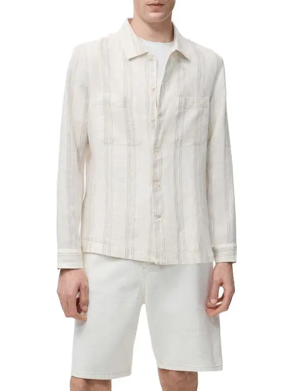 Mango Stripe Linen Overshirt - Off White