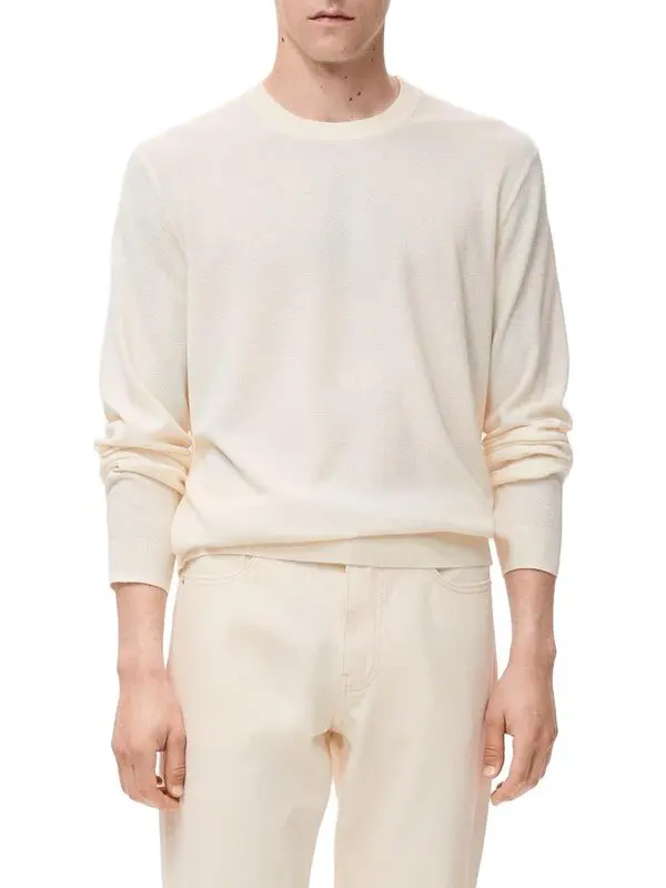 Mango Finely Knit Crewneck Sweater - Ivory White