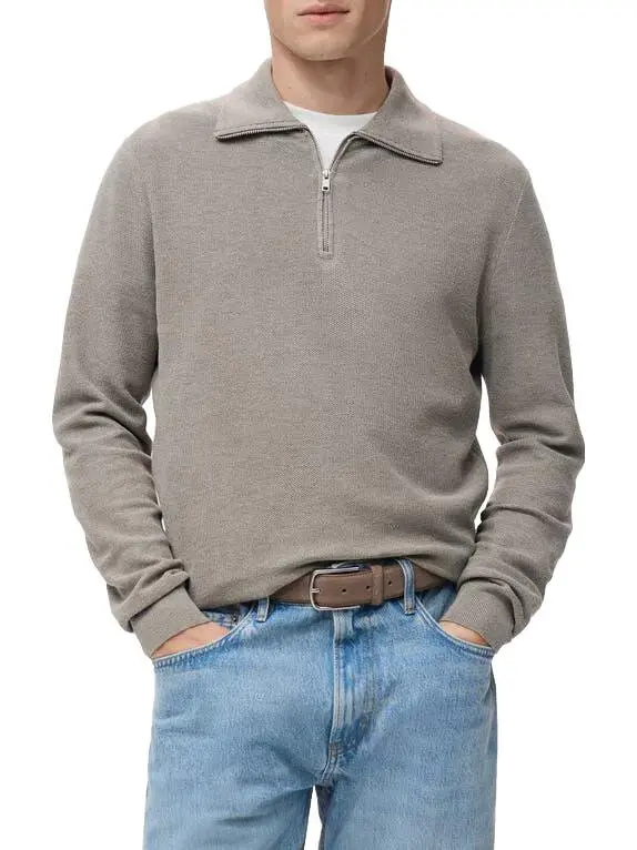 Mango Half-zip Piqué Sweater - Mink Grey