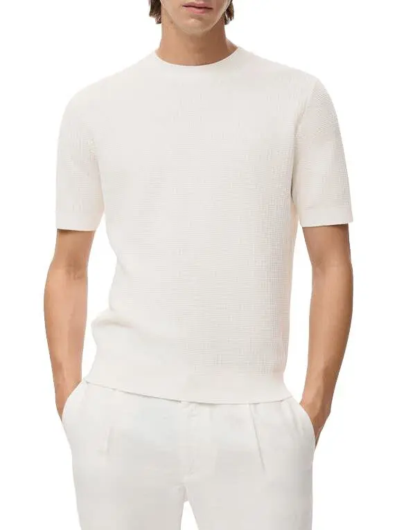 Mango Textured Cotton Knit T-shirt - Off White
