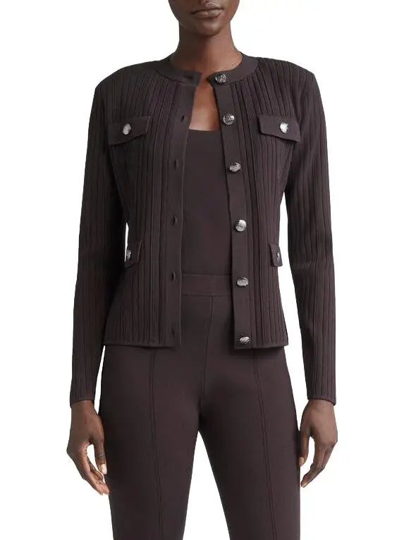 St. John Libby Robinson Rib Jacket - Mocha