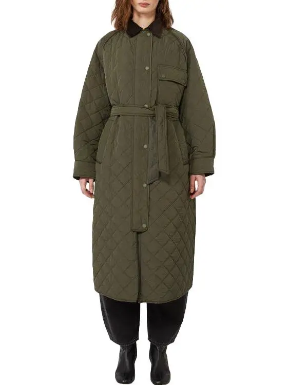 Max Mara Coccole Belted Quilted Coat - Khaki