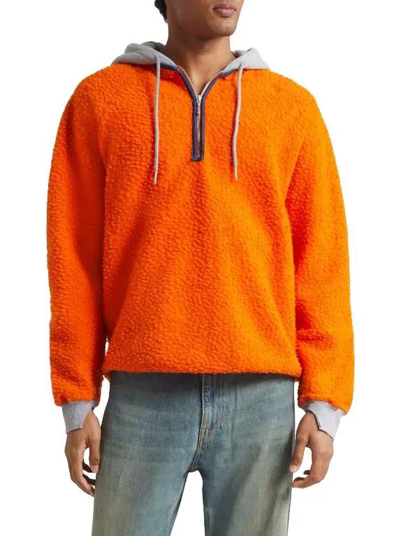 STOCKHOLM SURFBOARD CLUB Farm Colorblock Wool-blend Quarter-zip Hoodie - Orange