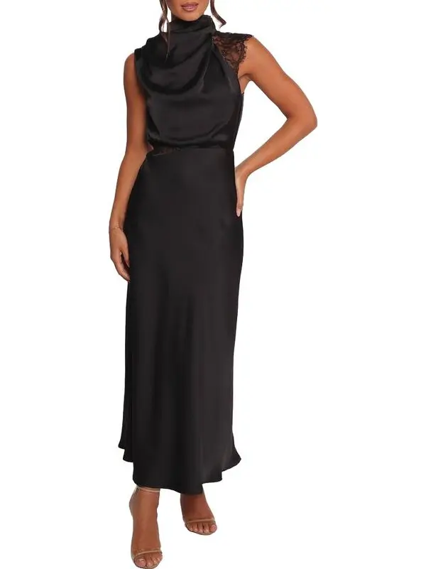 PETAL & PUP Halter Neck Maxi Dress - Black