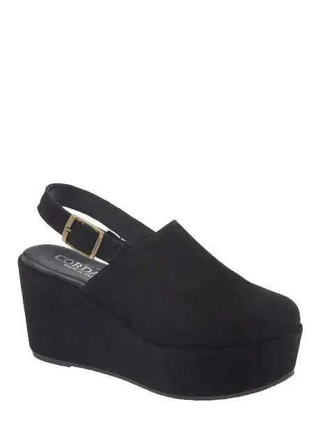 Cordani Jules Slingback Platform Wedge Clog - Black Suede
