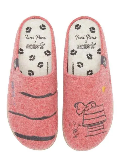 TONI PONS X Snoopy Wool-blend Slippers - Raspberry