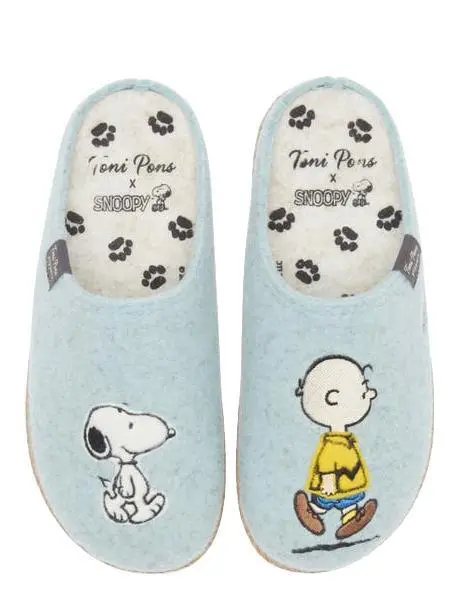 TONI PONS X Snoopy Wool-blend Slippers - Sky Blue