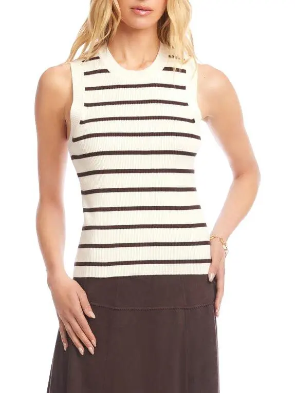 Karen Kane Stripe Rib Sweater Tank - Cream