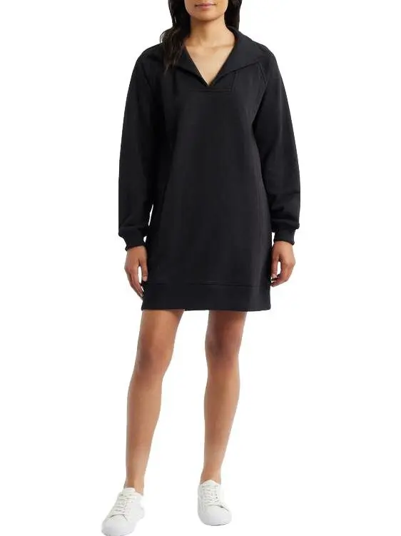 HATLEY Spread Collar Sweatshirt Dress - Black