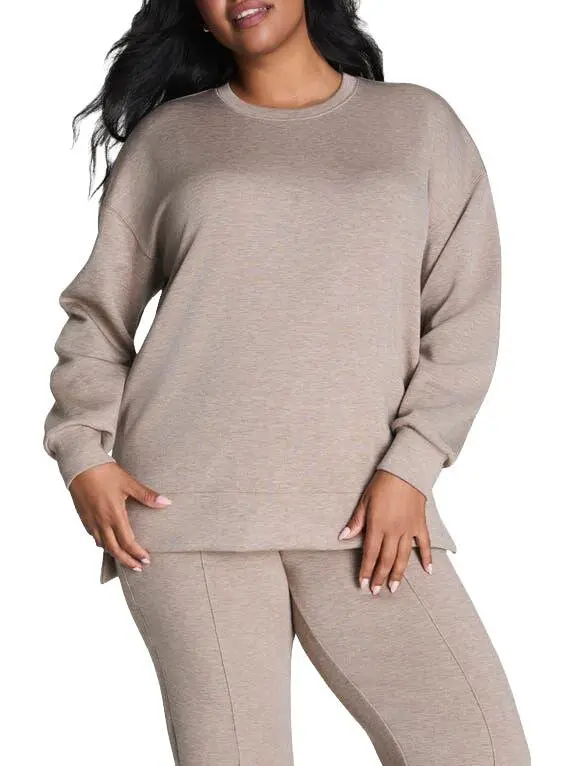 Spanx Air Essentials Brushed Crewneck Top - Birch Heather