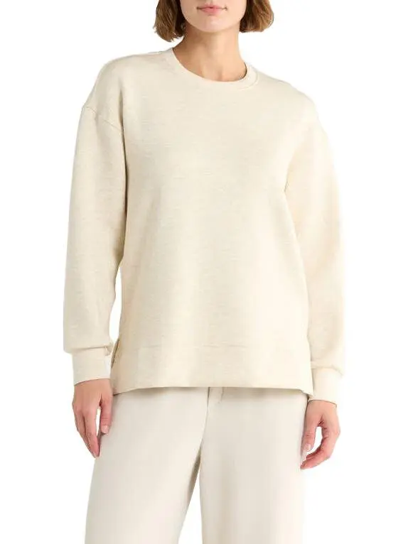 Spanx Air Essentials Brushed Crewneck Top - Heather Cream