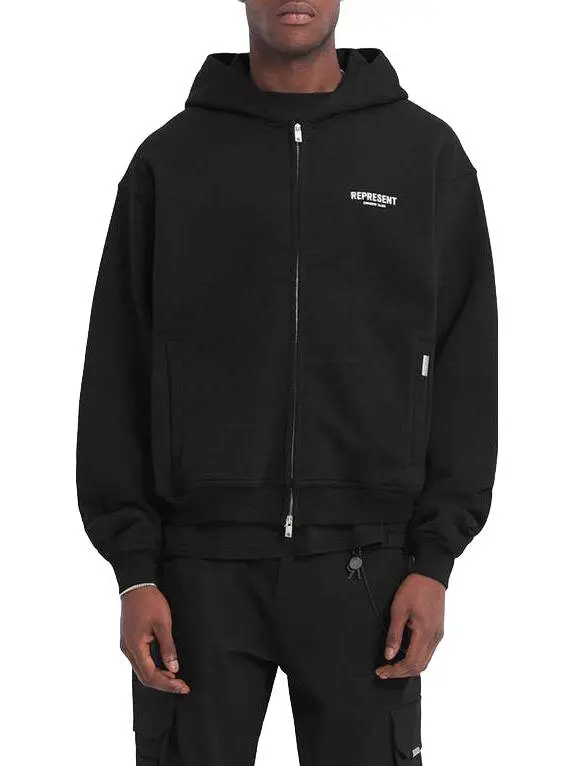 REPRESENT Owners' Club Script Graphic Zip Hoodie - Black