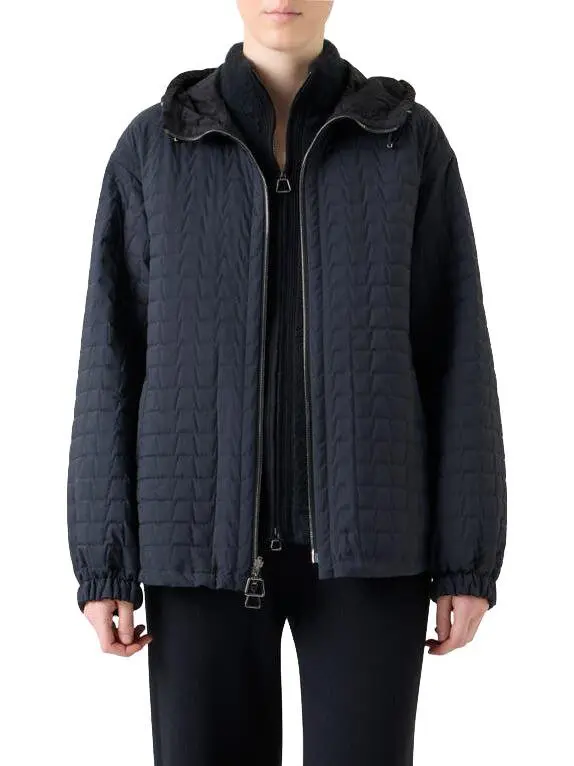 Akris Davis Quilted Techno Taffeta Parka - Denim-black