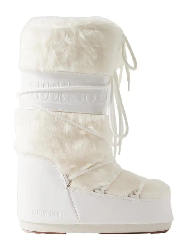 Moon Boot Icon Faux Fur And Faux Leather Snow Boots - White