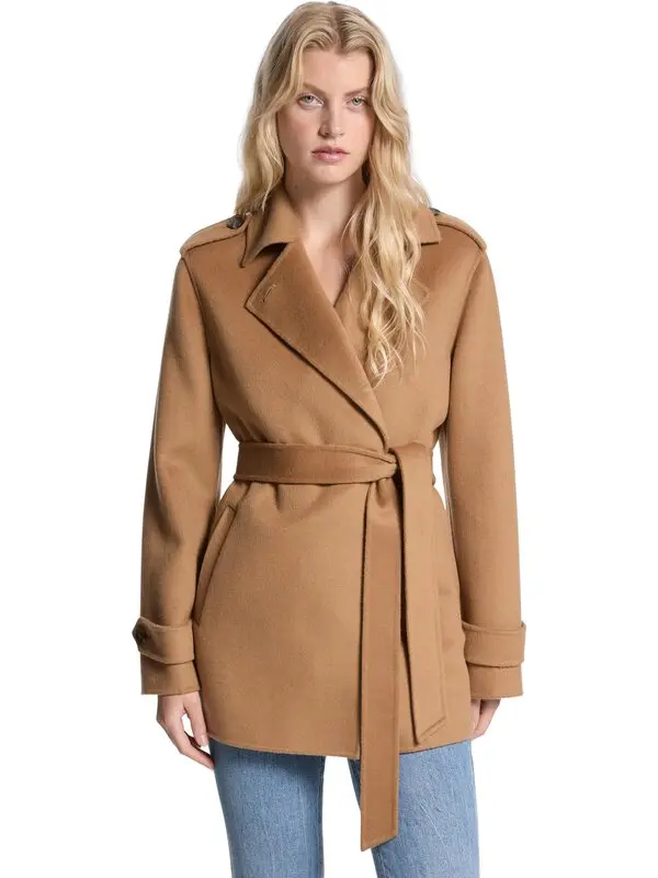 Michael Kors Wool-blend Belted Wrap Coat - Brown