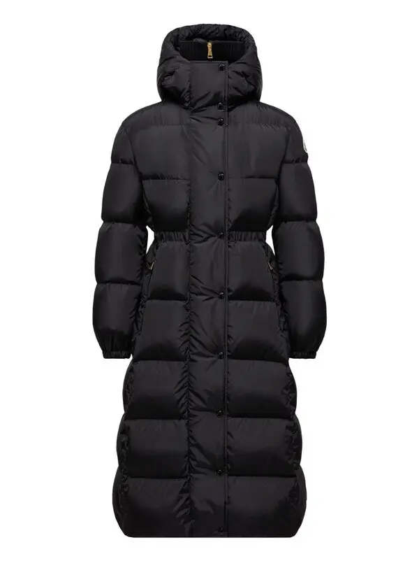Moncler Chamer Wool-trimmed Hooded Long Down Jacket - Black