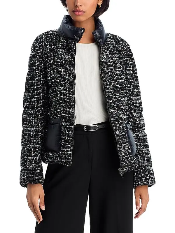 Herno Tweed Puffer Jacket - Black/white
