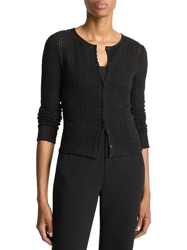 Vince Pointelle Cardigan - Black