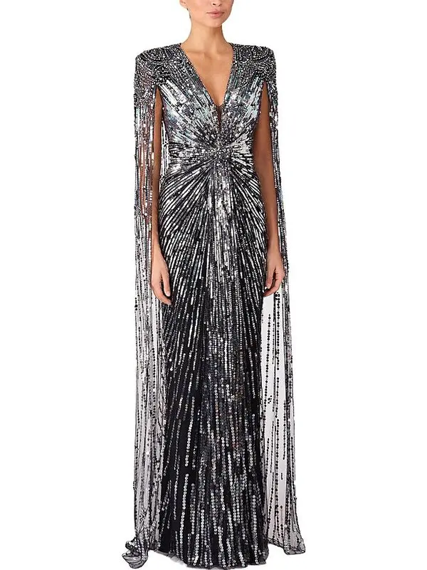 Jenny Packham Sequin-embellished Gown - Liquorice