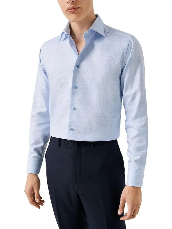 Eton Slim Fit Check Shirt - Light Blue