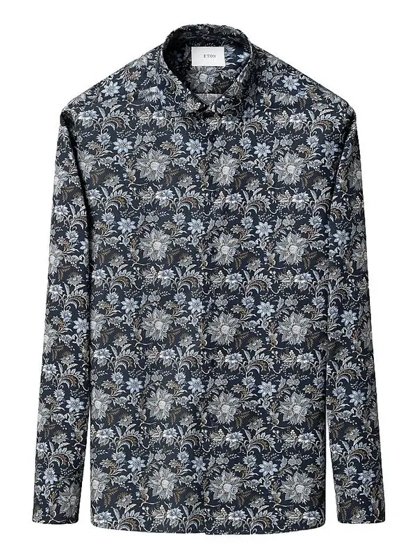 Eton Slim Fit Floral Shirt - Dark Blue