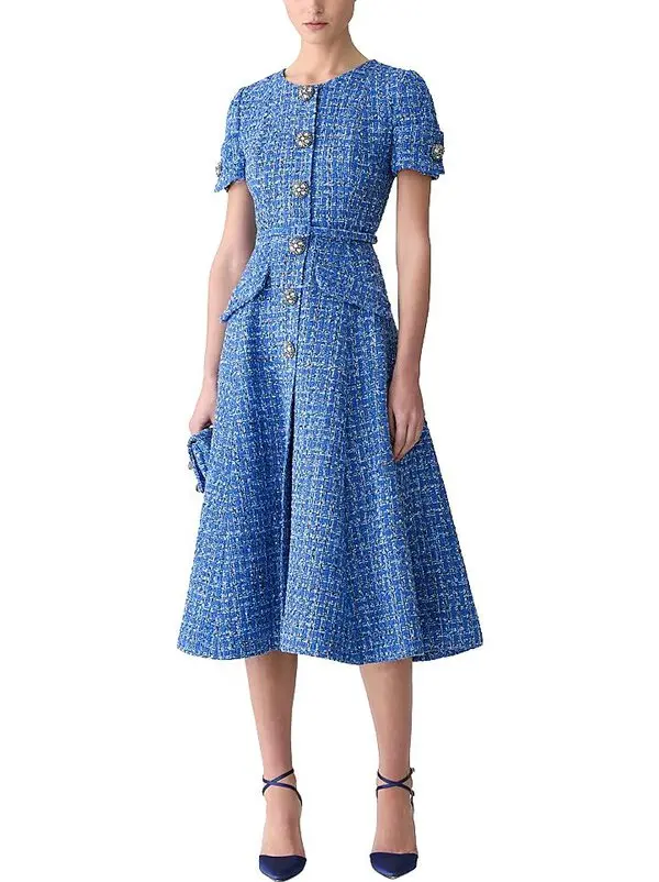 Carolina Herrera Embellished Button Dress - Blue Multi