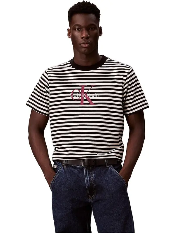 Calvin Klein Monogram Stripe Relaxed T-shirt - Black