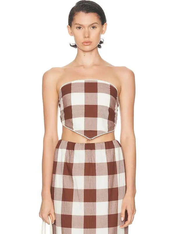 Posse Callie Tie Top - Mocha Gingham