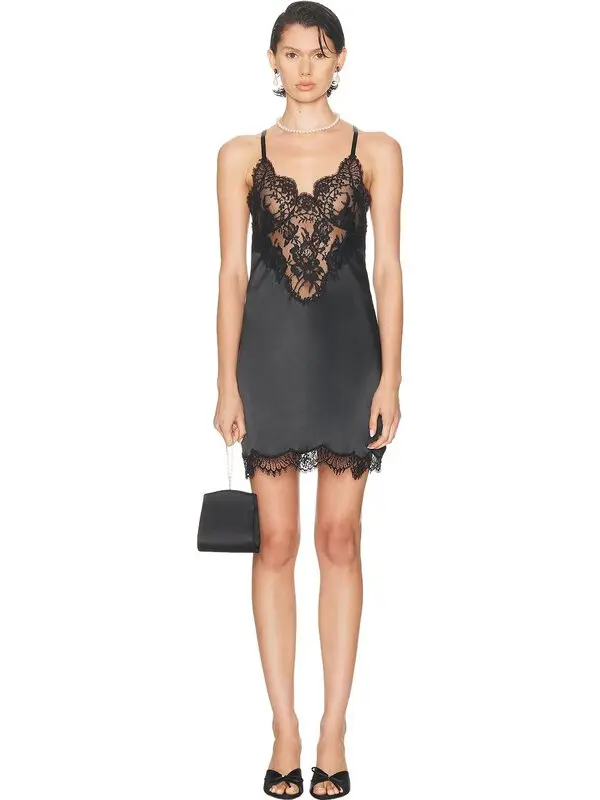 Dolce & Gabbana Lace Slip Mini Dress - Black