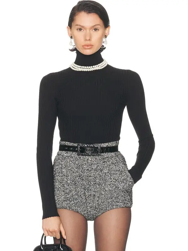 Dolce & Gabbana Turtleneck Ribbed Knit Sweater - Black