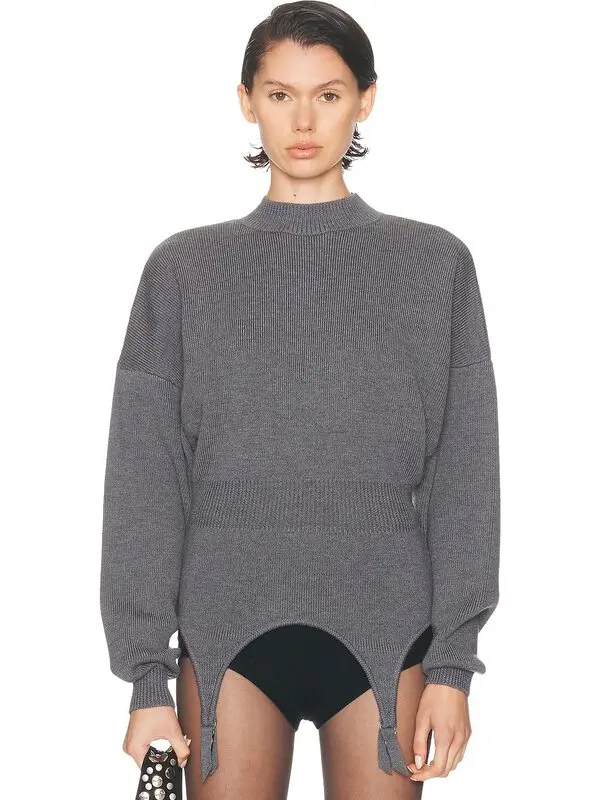 JEAN PAUL GAULTIER High Neck Pullover Sweater - Middle Grey