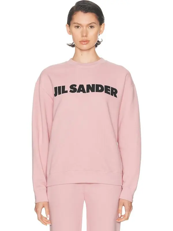 JIL SANDER Crew Neck Long Sleeve Sweatshirt - Neon Rose