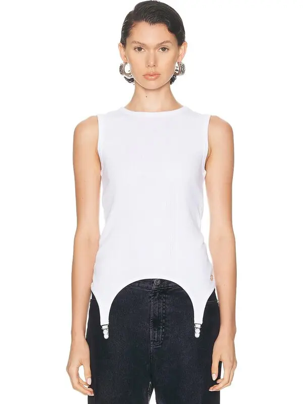 Jean Paul Gaultier Lingerie Garter Ribbed Tank Top - White