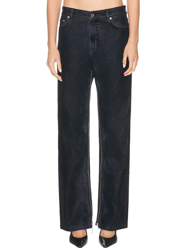 Jean Paul Gaultier Inseam Zip Detail Flock Pant - Navy