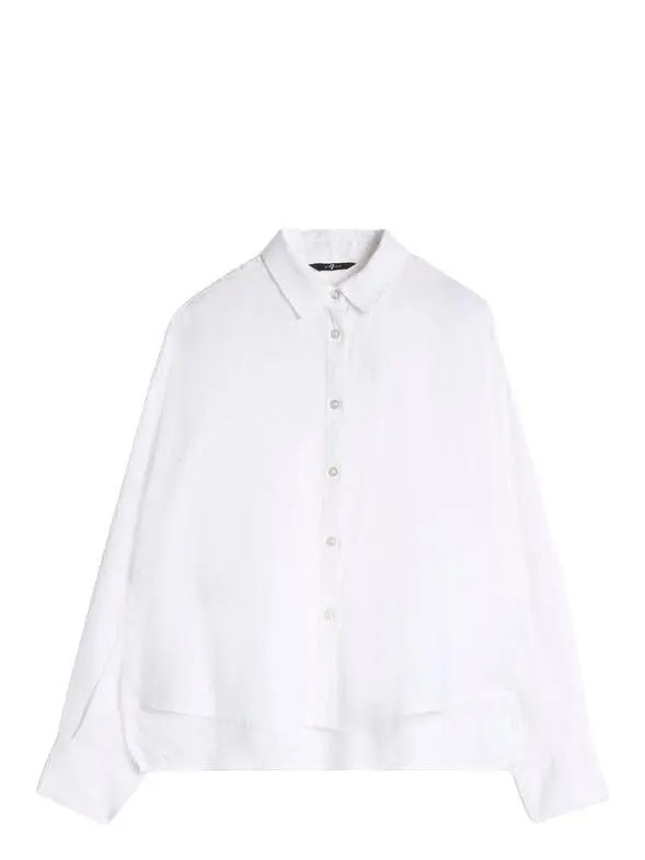 7 For All Mankind Linen Cropped Shirt - White