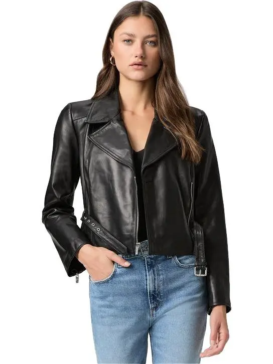 Paige Fose Leather Moto Jacket - Black