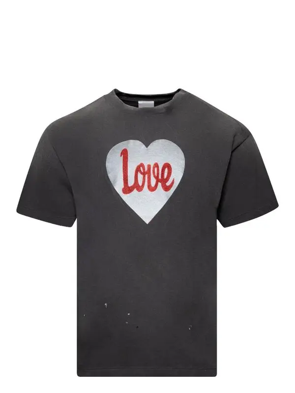 SAINT MXXXXXX Heart Love Short Sleeve Tee - Black