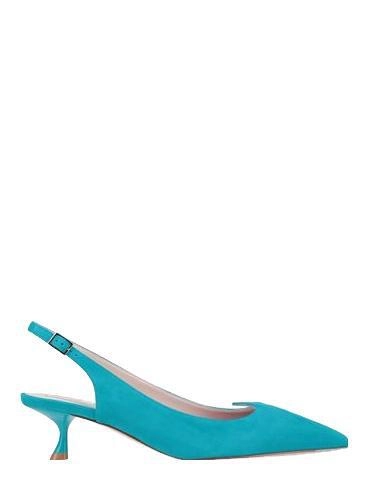 ROGER VIVIER Suede Slingback Pumps With Pointed Toe And Spool Heel - Azure