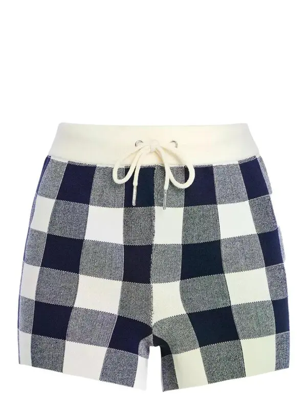 SEROYA Nello Gingham-check Drawstring Shorts - Blue
