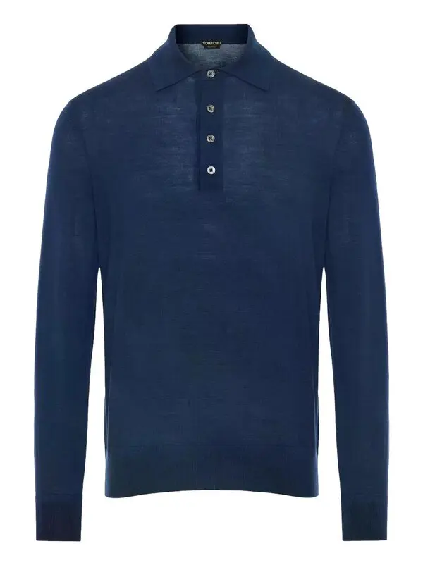 TOM FORD Long-sleeve Polo Shirt - Blue