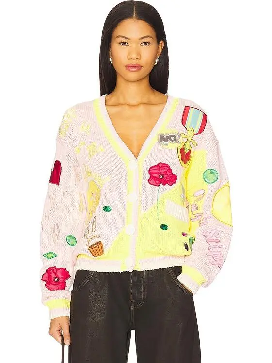 NO! JEANS Wizard Of Oz Embroidered Cardigan - Barely Pink