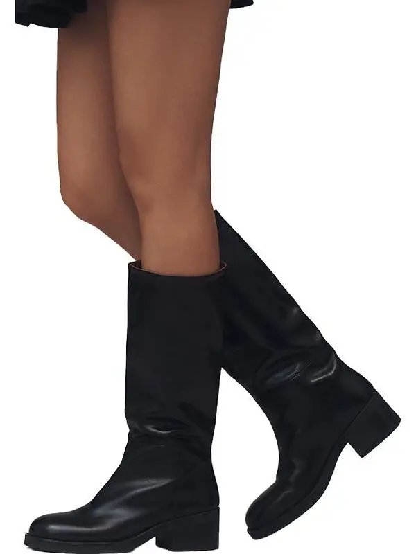 Maeve Mid-calf Riding Boots - Black