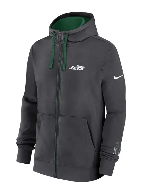 Nike New York Jets Playbook Page Club Nfl Full-zip Hoodie - Grey