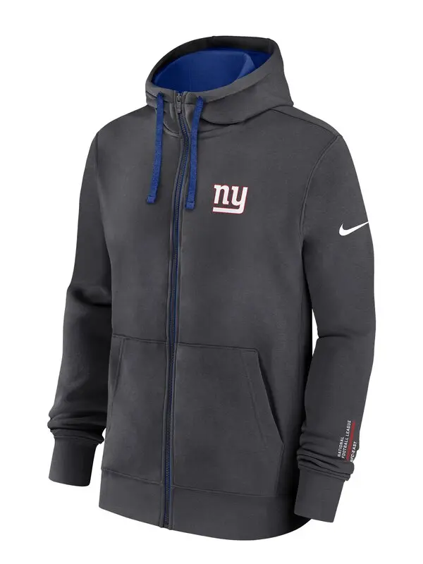 Nike New York Giants Playbook Page Club Nfl Full-zip Hoodie - Grey
