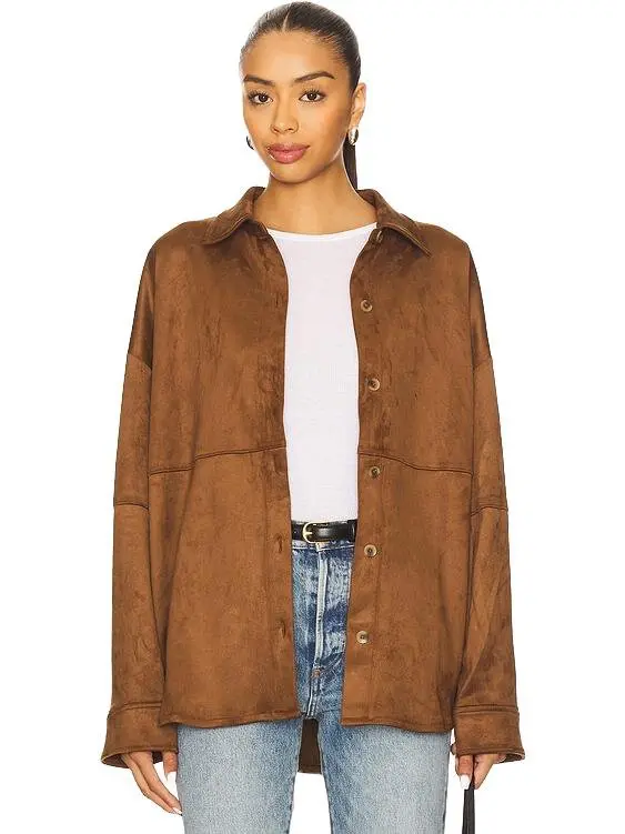 Tularosa Elyse Faux Suede Shacket - Brown